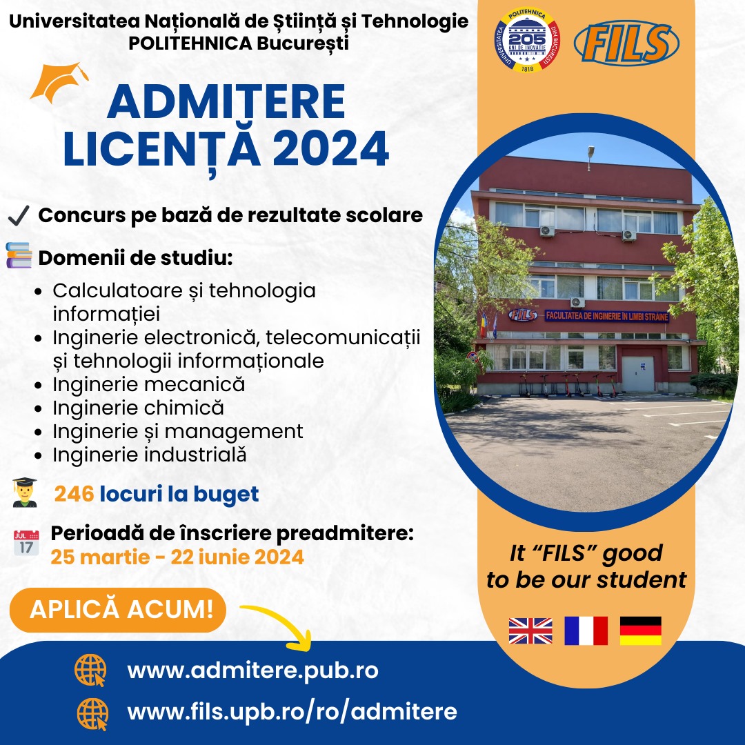 Admitere licență – FILS UPB